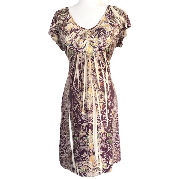 ONE WORLD | Dresses | One World Purple Paisley Dress Wsatin | Poshmark
